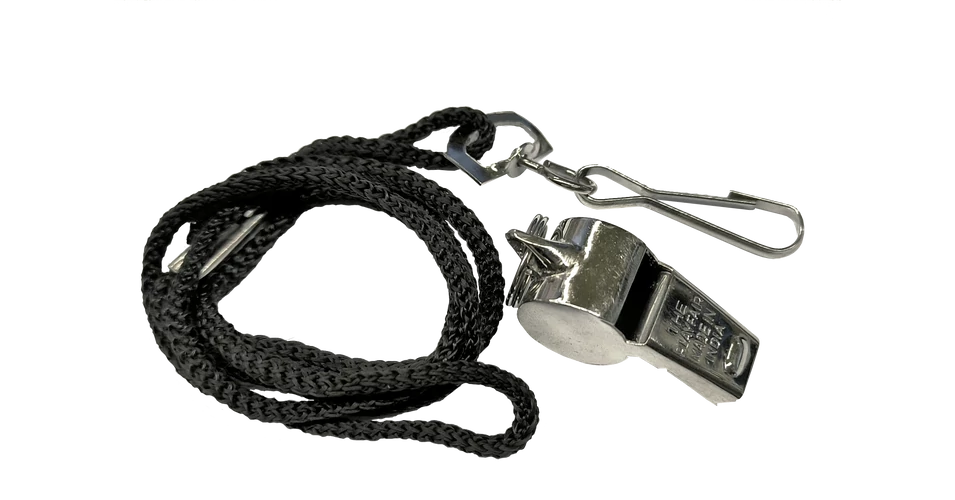 Fluier metalic cu cordon S-SPORT - Fluiere, benyi antitranspirație, șosete